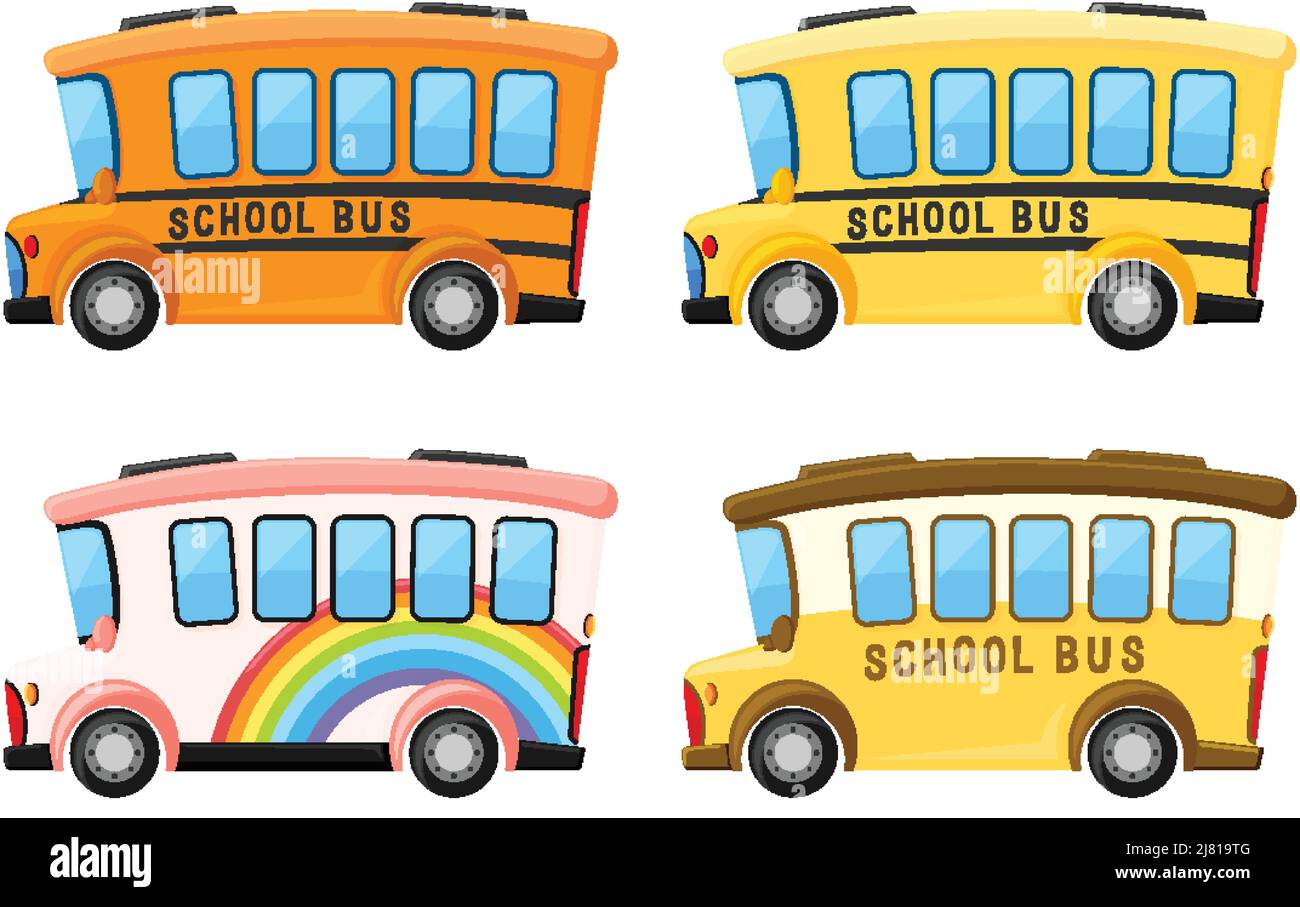 Simple cute school bus on white background illustration Stock Vector ...