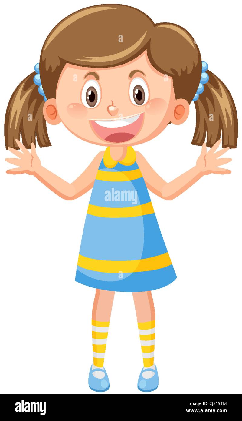 Cheerful girl with greeting gesture illustration Stock Vector Image ...