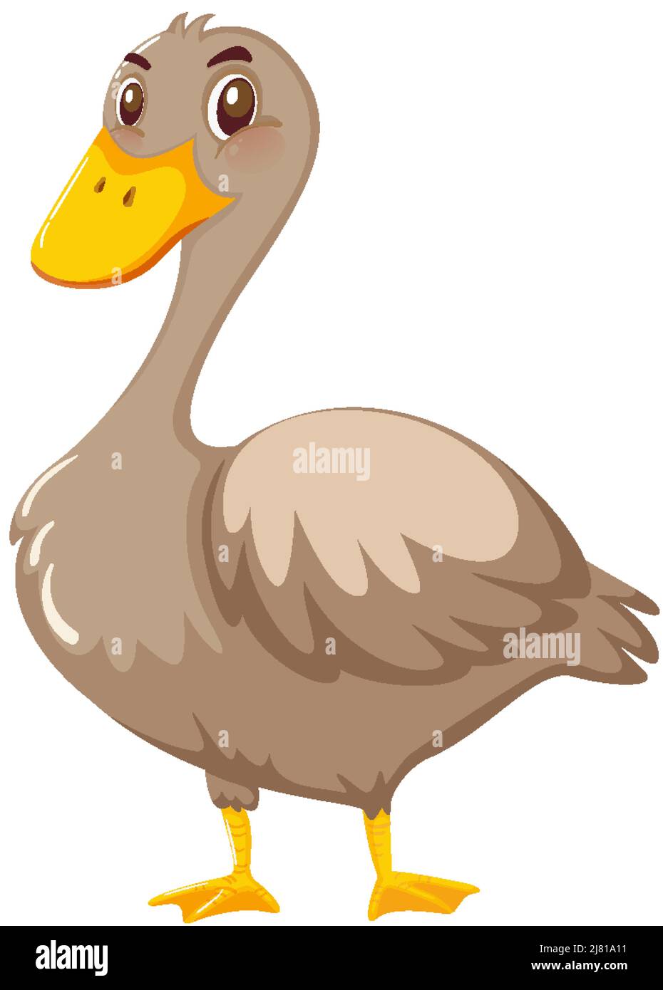 Duck cartoon character on white background illustration Stock Vector ...