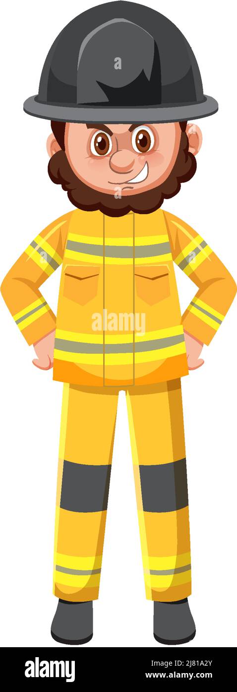 Firefighter in yellow outfit illustration Stock Vector Image & Art - Alamy