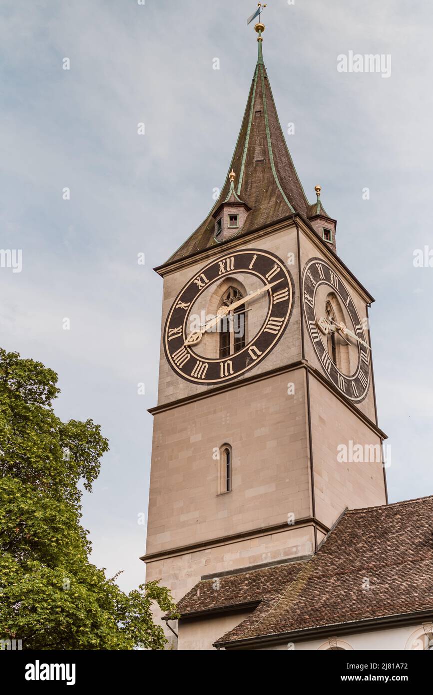 St. Peter's Church, Zurich, Switzerland. Clock tower Stock Photo - Alamy
