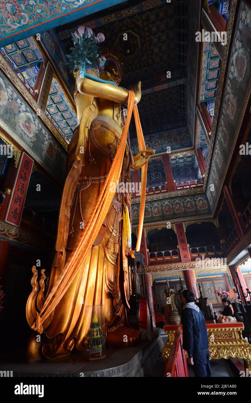 The statue of the Buddha Maitreya at the Lama temple in Beijing, China ...