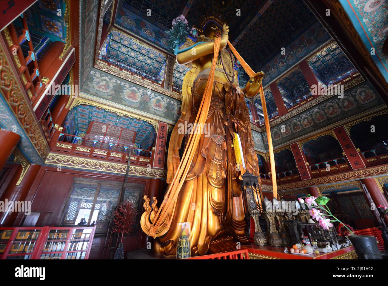 The statue of the Buddha Maitreya at the Lama temple in Beijing, China ...
