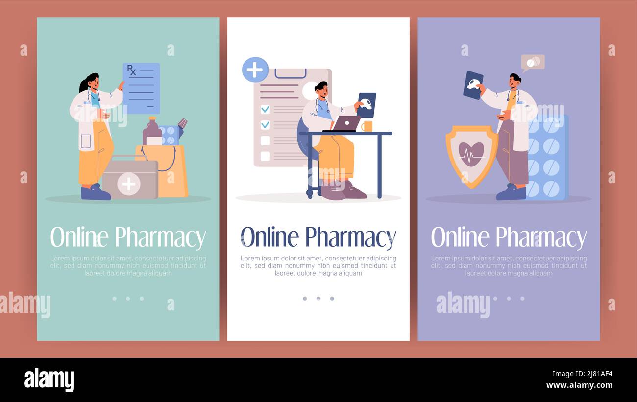 Online pharmacy posters. Virtual healthcare service for sale and ...