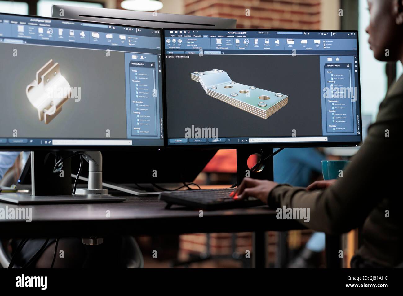 Creative company professional digital engineer modeling 3D mesh while ...