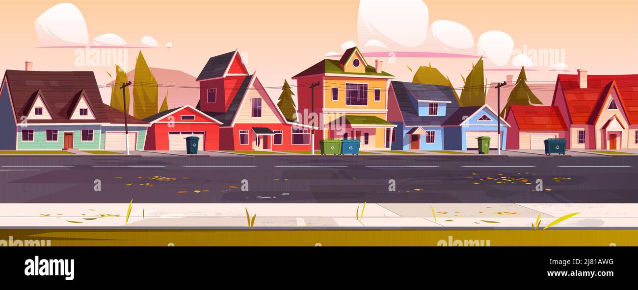 Bins outside suburban houses Stock Vector Images - Alamy