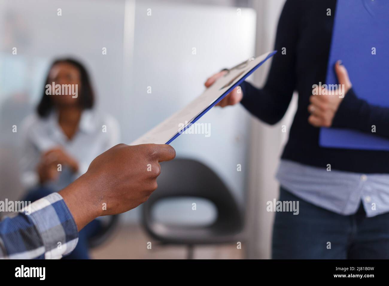 Close up of man hands giving HR department manager CV resume and ...