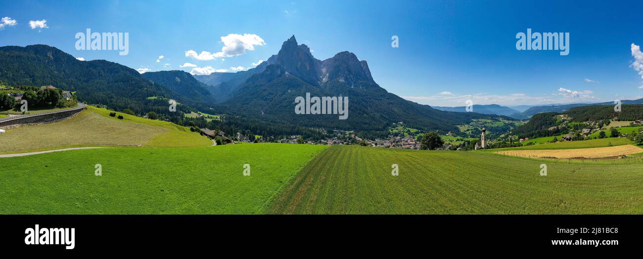 View of Petz peak at Kastelruth commune. Dolomites, South Tyrol, Italy ...