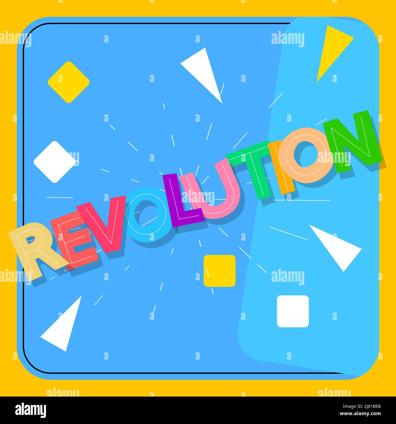 Revolution. Word written with Children's font in cartoon style Stock ...