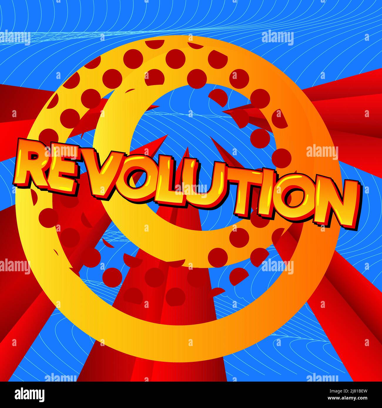 Revolution. Word written with Children's font in cartoon style Stock ...