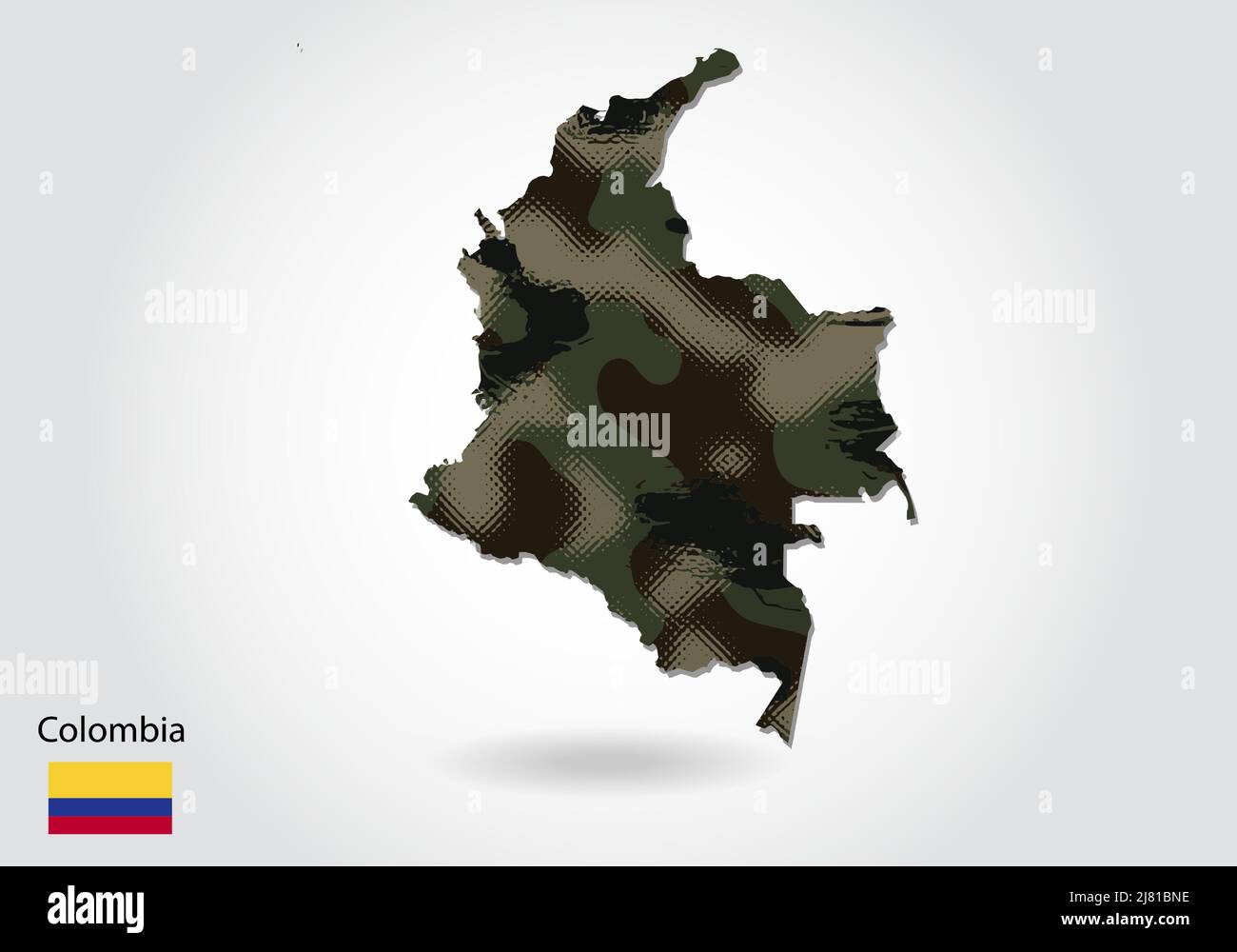 colombia map with camouflage pattern, Forest - green texture in map ...