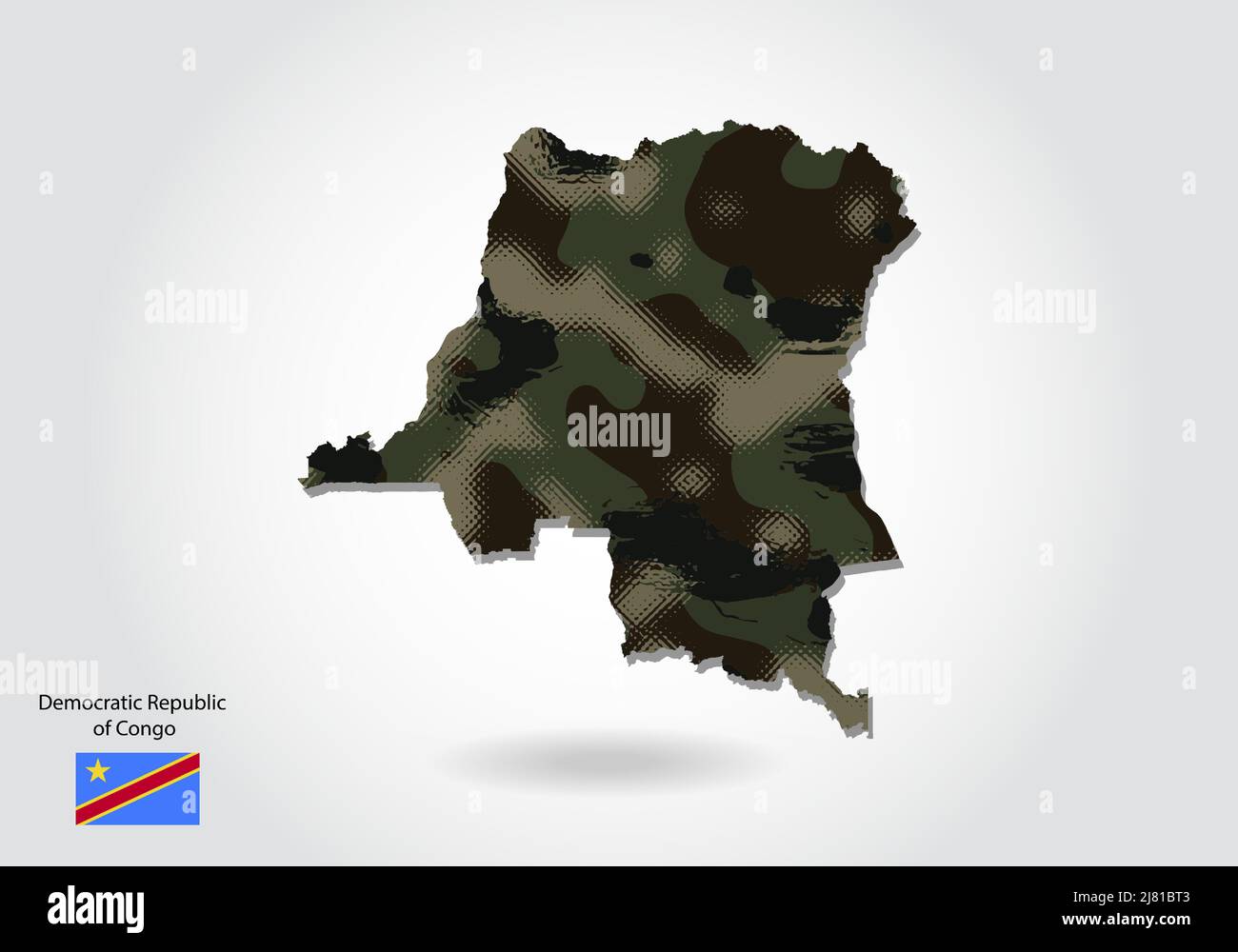 Democratic Republic of Congo map with camouflage pattern, Forest ...