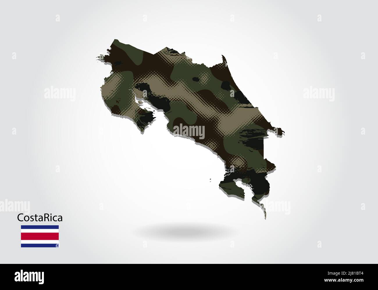 costa Rica map with camouflage pattern, Forest - green texture in map ...