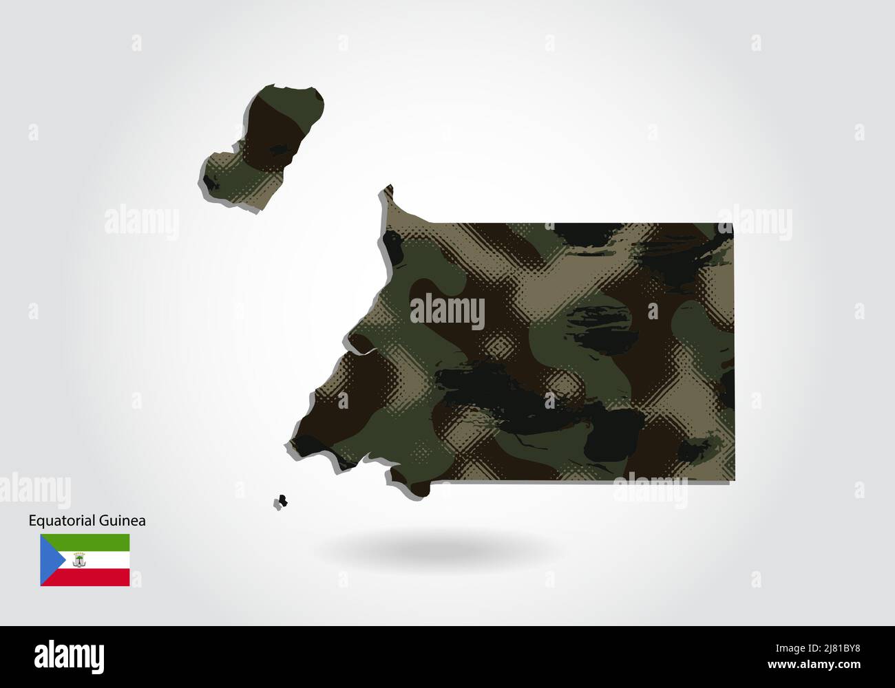 equatorial Guinea map with camouflage pattern, Forest - green texture ...
