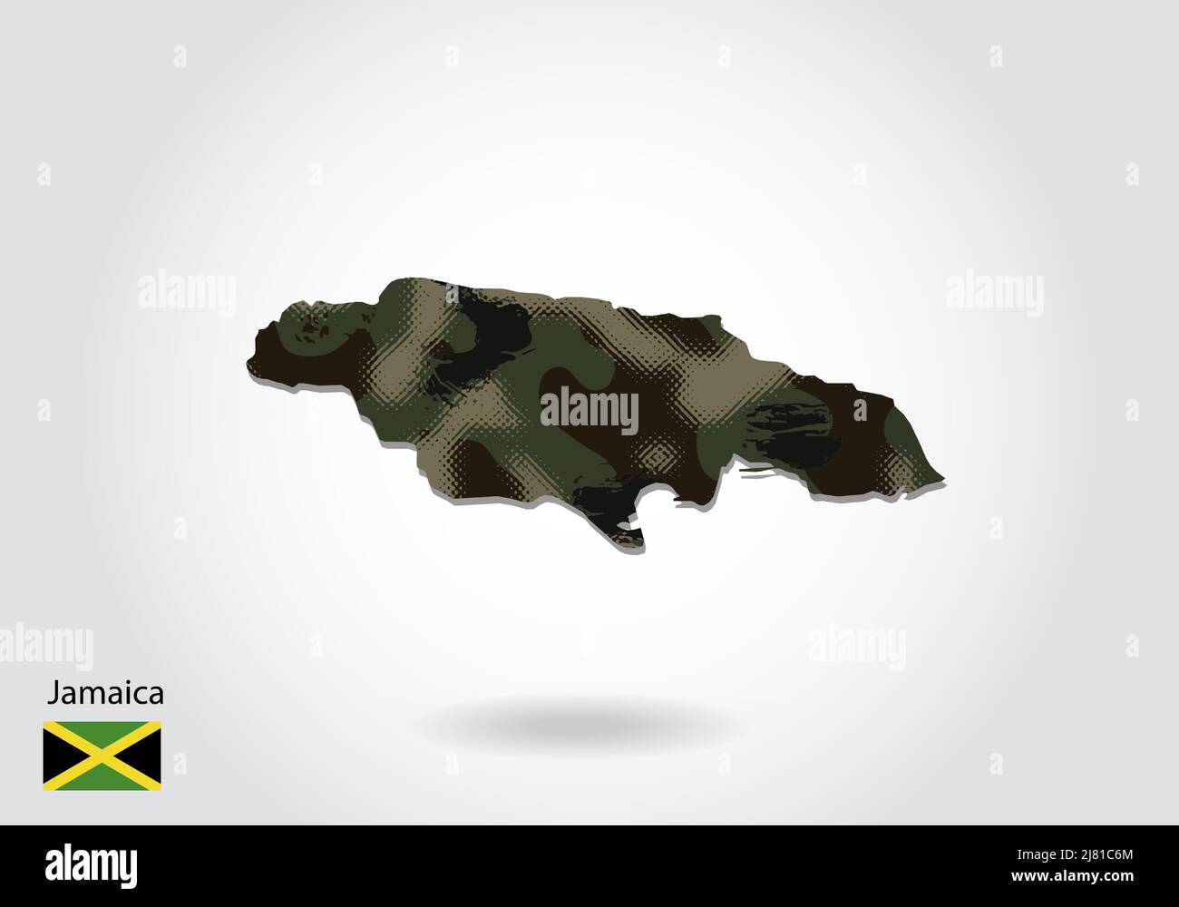 Jamaica map with camouflage pattern, Forest - green texture in map ...