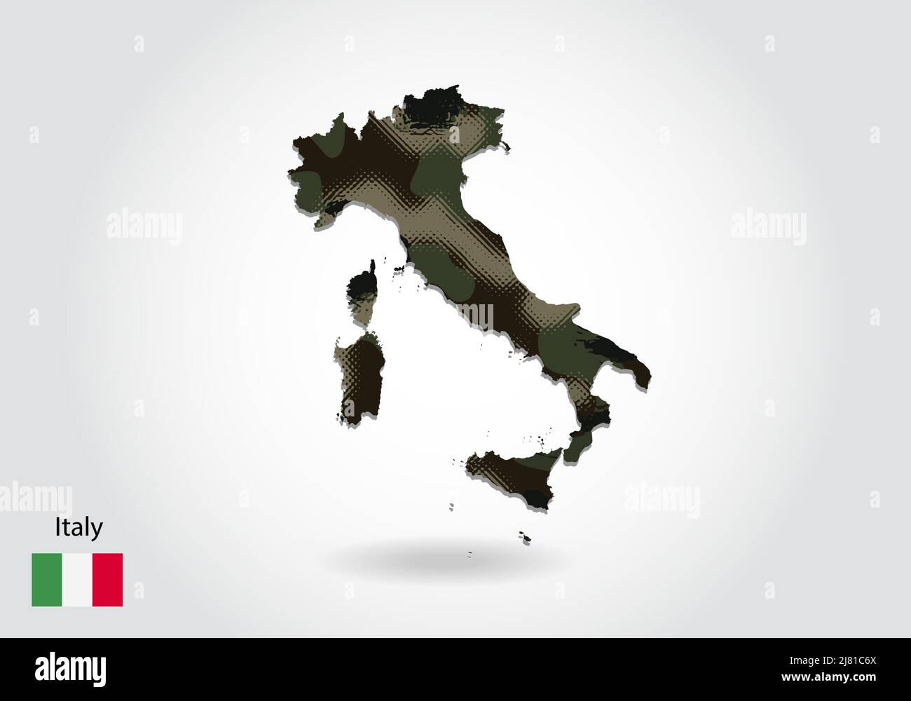 italy map with camouflage pattern, Forest - green texture in map ...