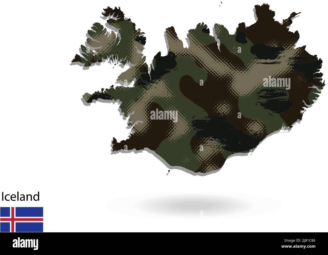iceland map with camouflage pattern, Forest - green texture in map ...