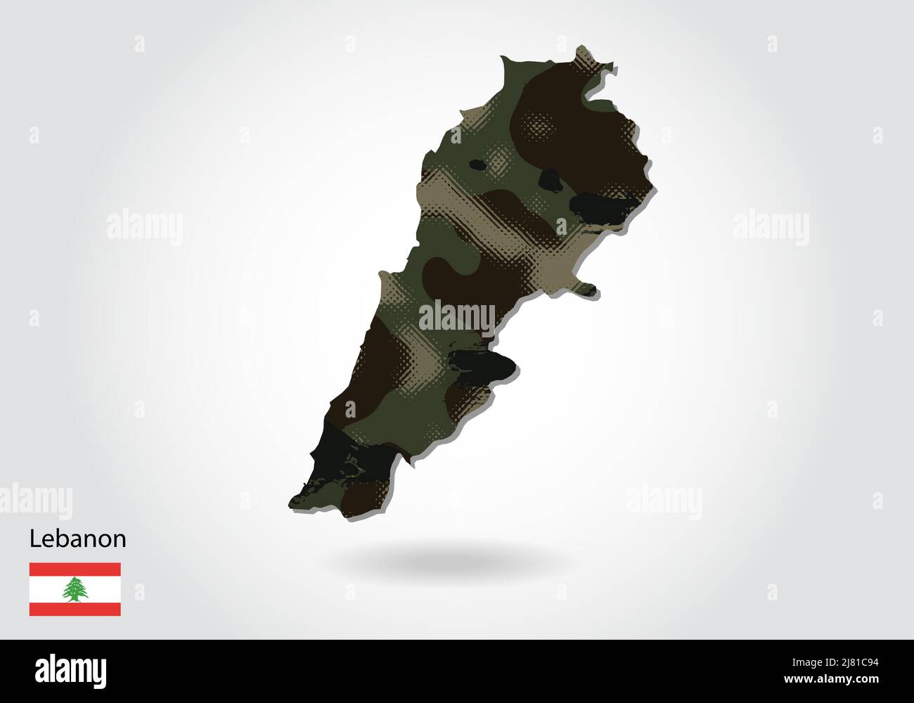 Lebanon map with camouflage pattern, Forest - green texture in map ...
