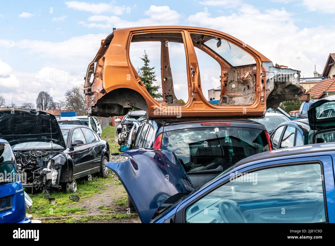 car parts at the scrap yard Stock Photo - Alamy
