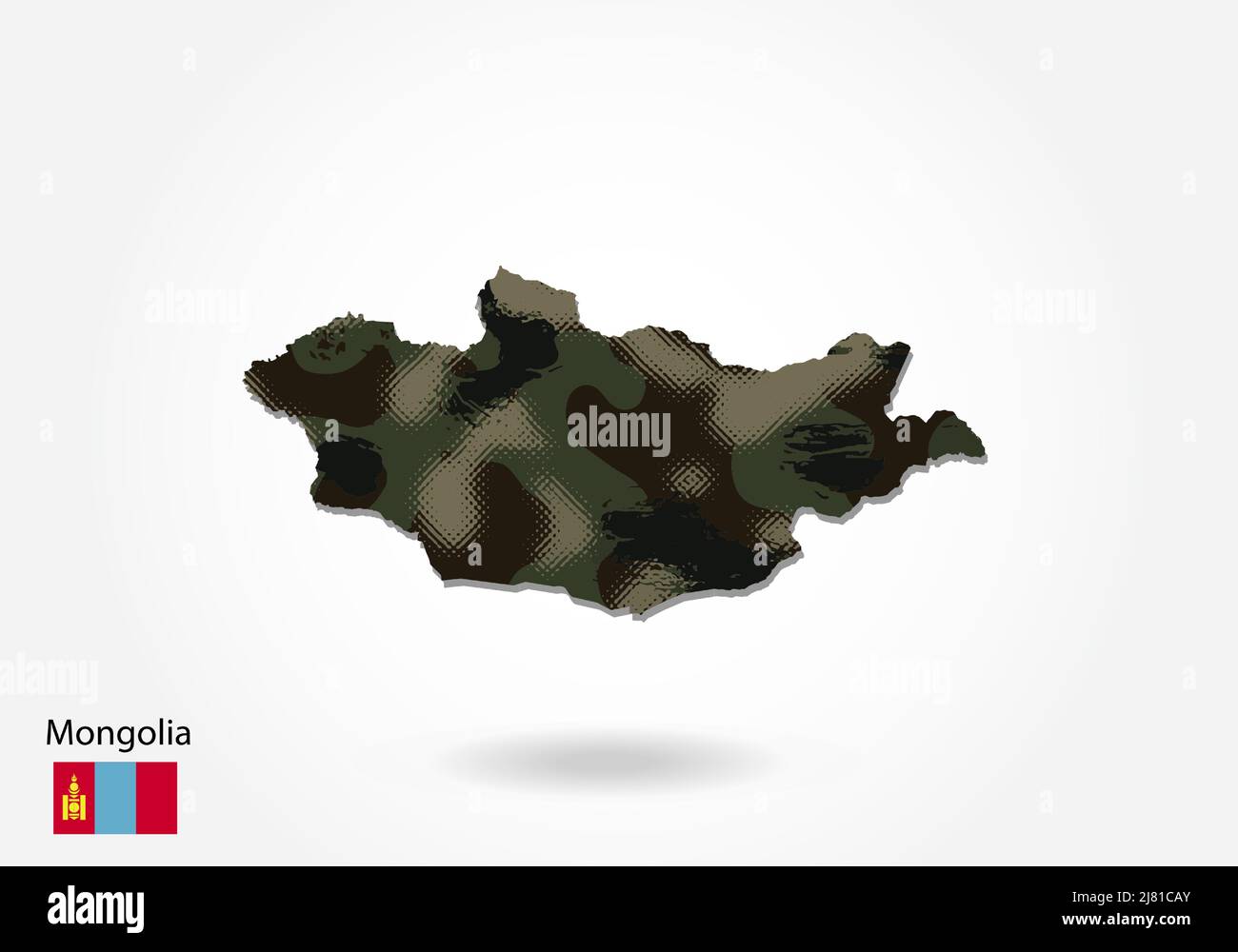 Mongolia map with camouflage pattern, Forest - green texture in map ...