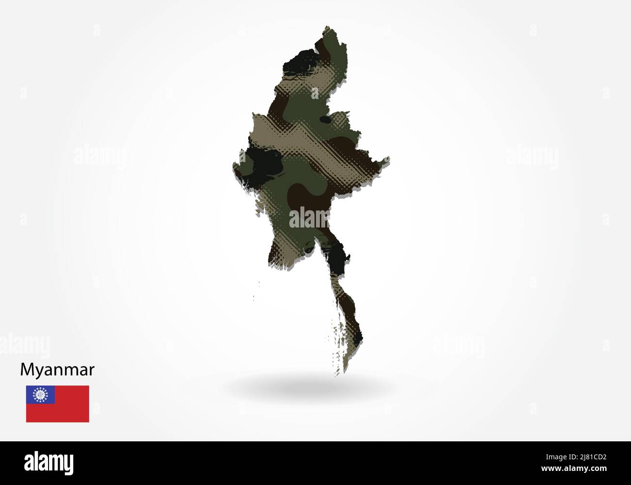 myanmar map with camouflage pattern, Forest - green texture in map ...