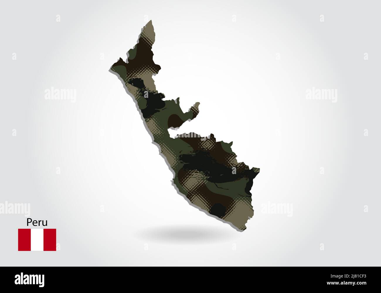 Peru map with camouflage pattern, Forest - green texture in map ...