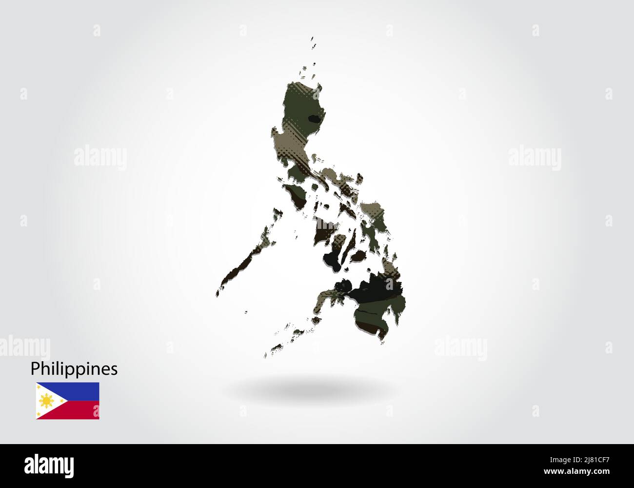 Philippines map with camouflage pattern, Forest - green texture in map ...