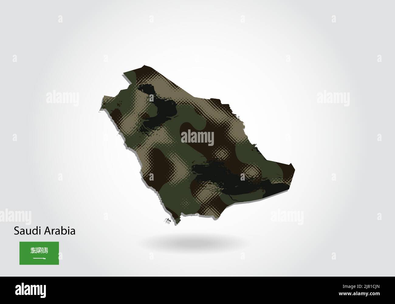 Saudi Arabia map with camouflage pattern, Forest - green texture in map ...