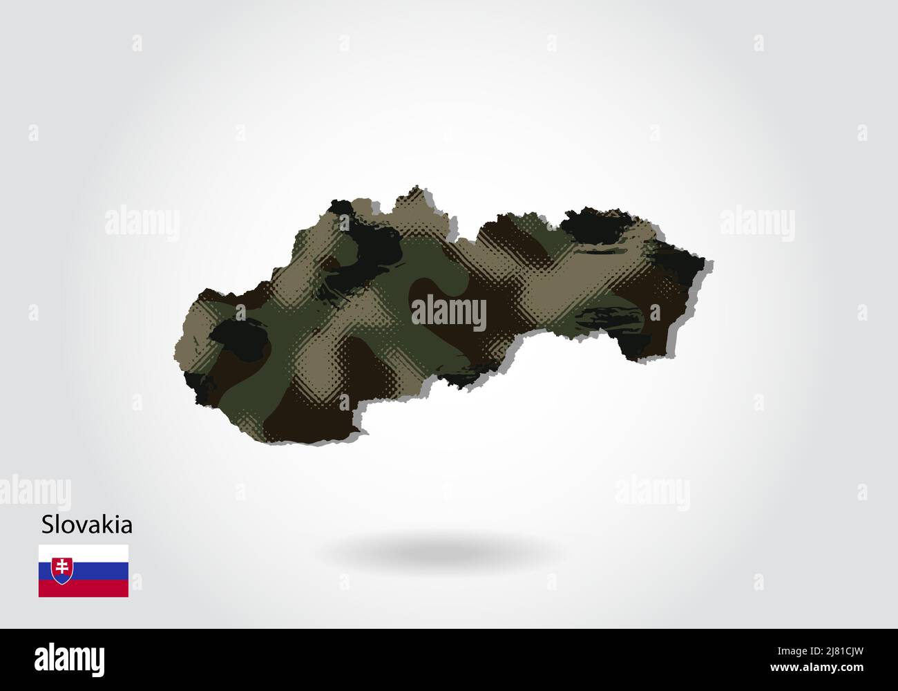 Slovakia map with camouflage pattern, Forest - green texture in map ...