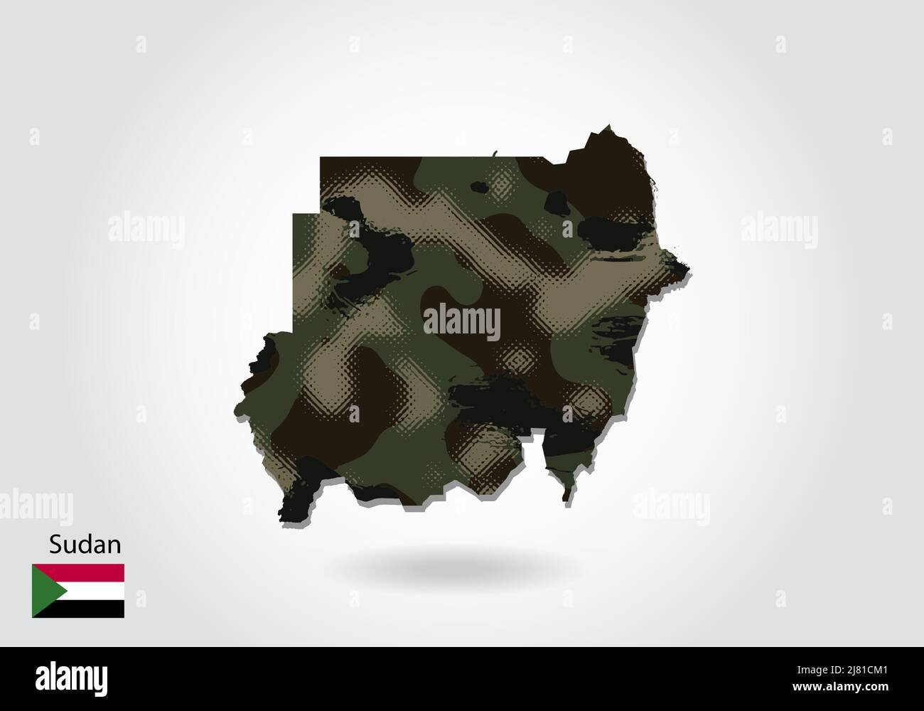 Sudan map with camouflage pattern, Forest - green texture in map ...