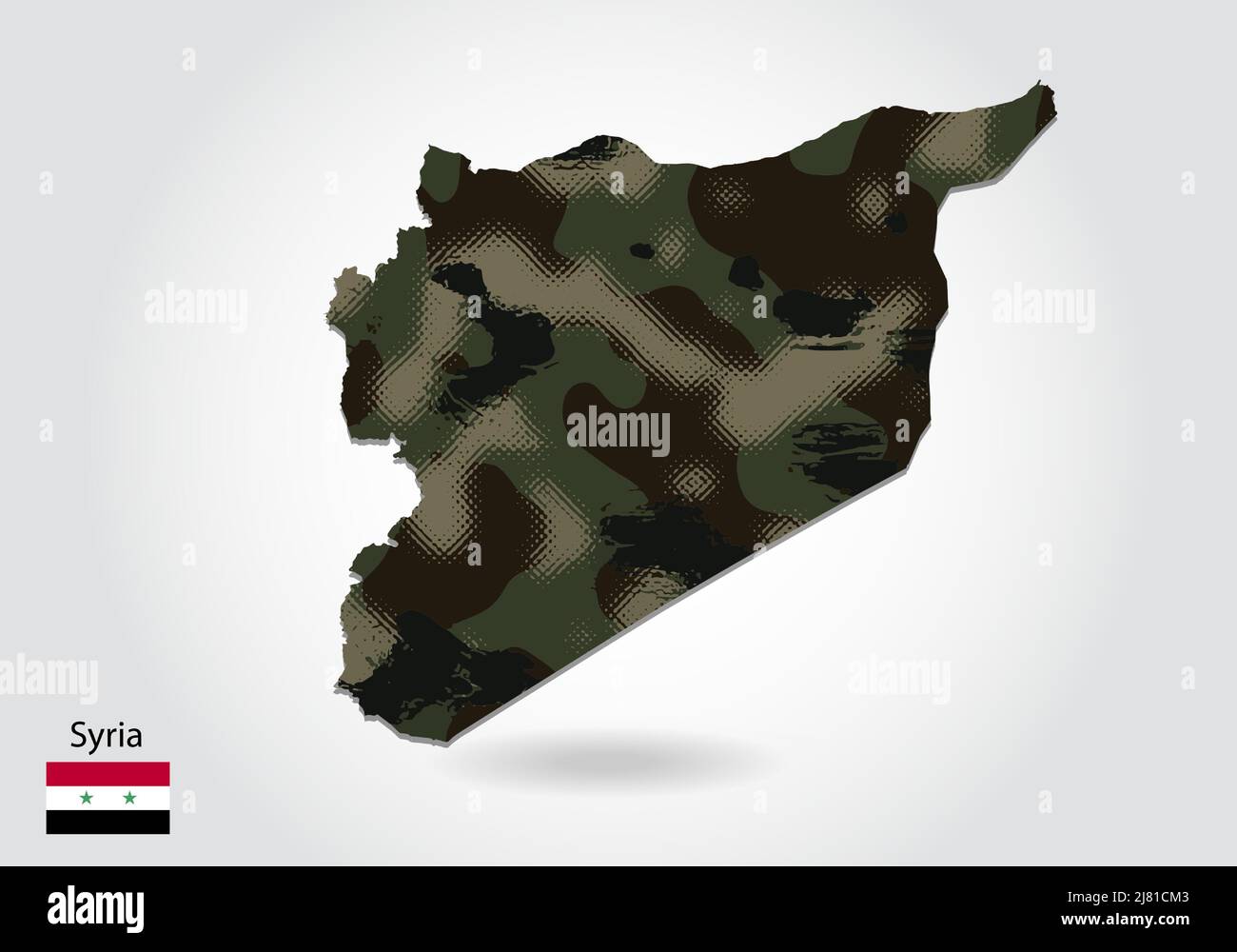 Syria map with camouflage pattern, Forest - green texture in map ...