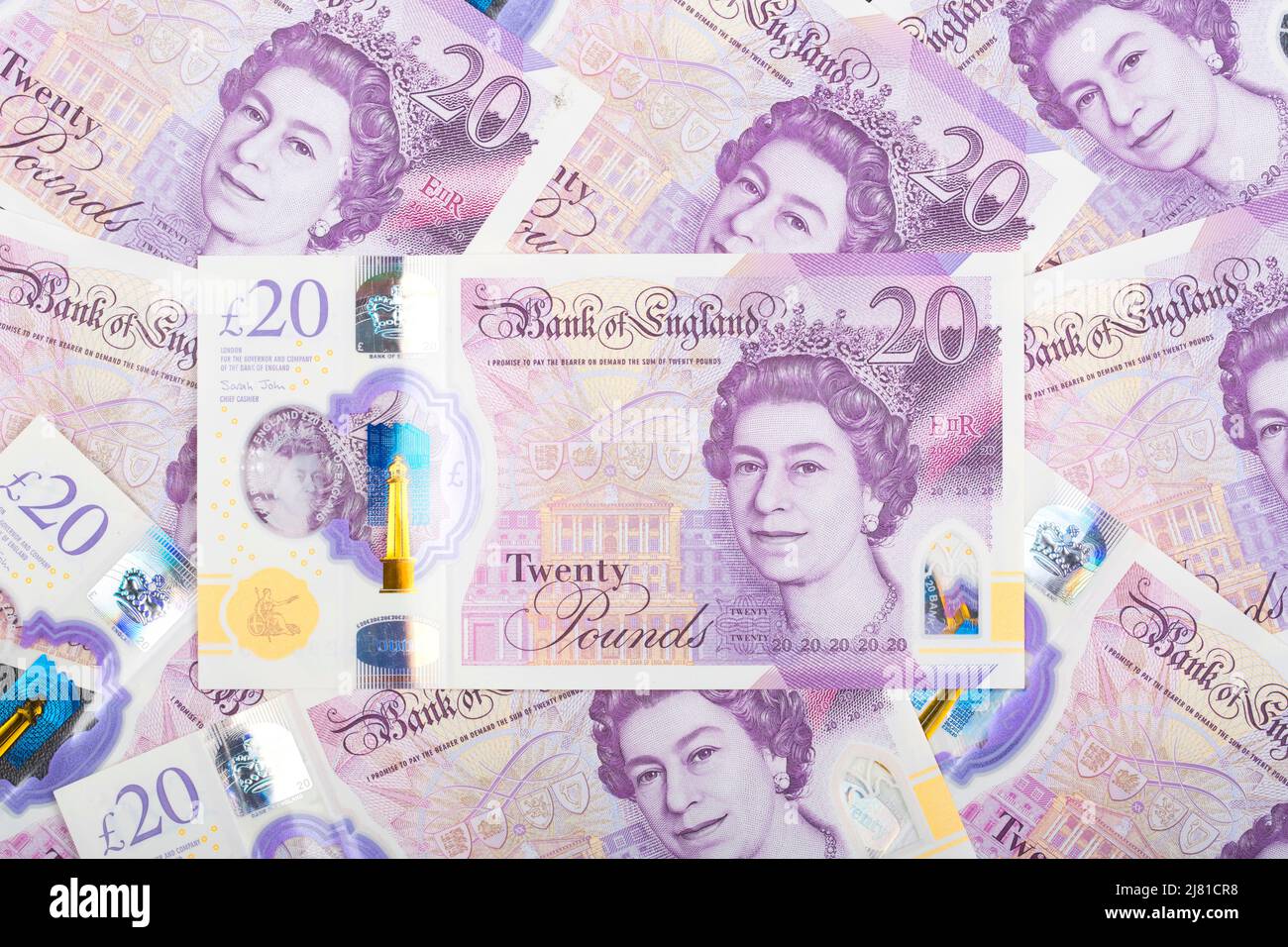English money - 20 Pounds - a business background Stock Photo - Alamy