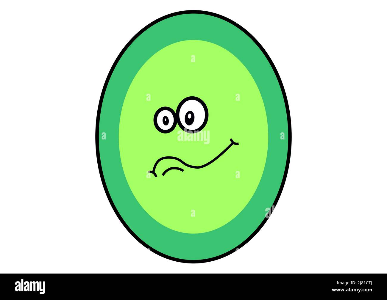 Funny oval shape with green shade and big eyes and smile Stock Photo ...