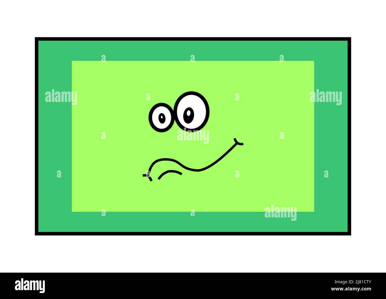 Funny rectangle shape with green shade and big eyes and smile Stock ...