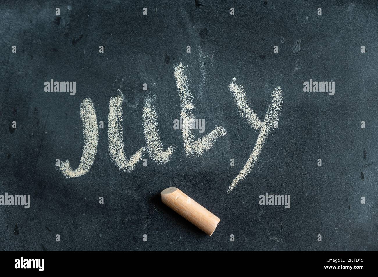 July month text written on hi-res stock photography and images - Alamy