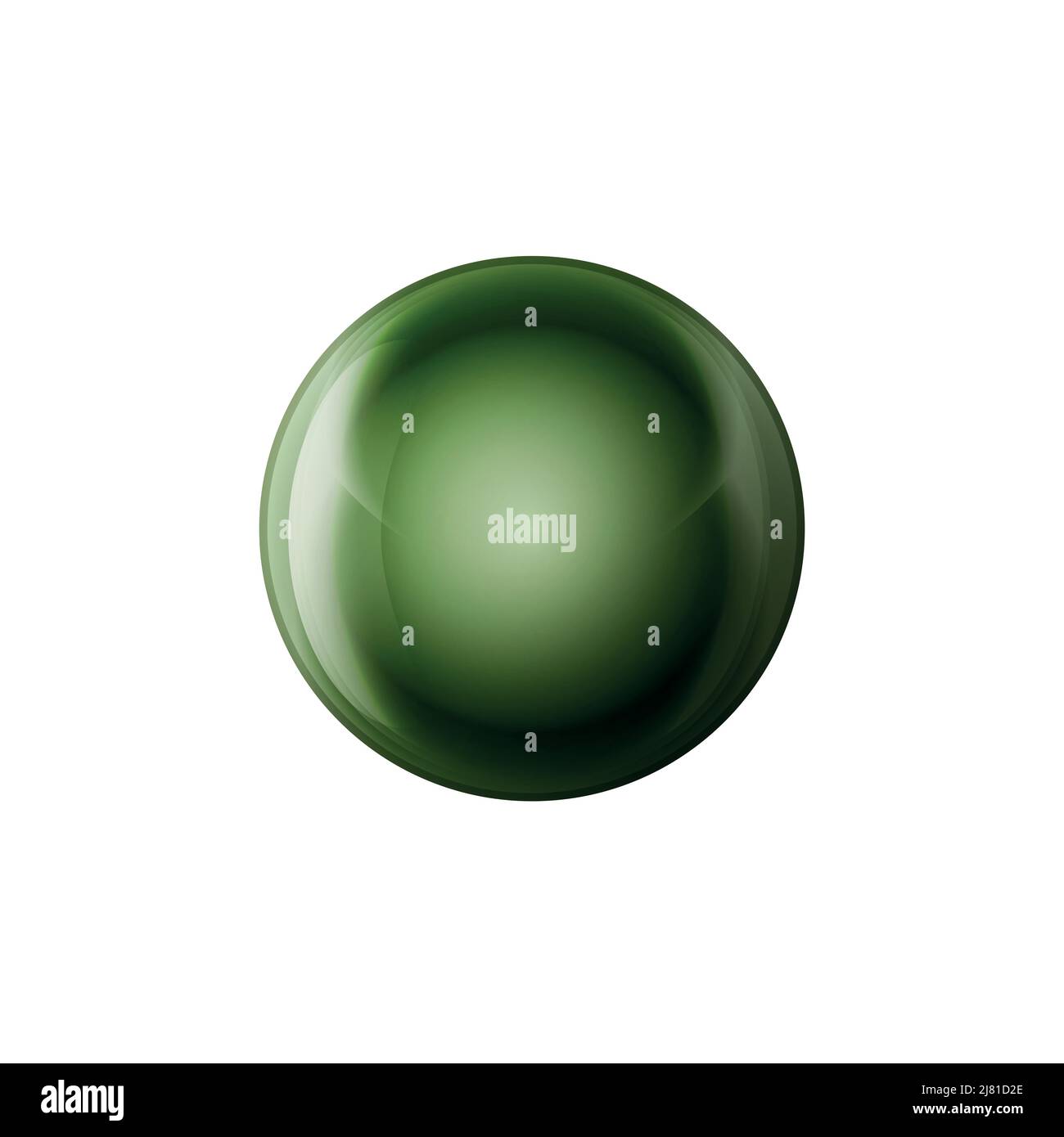Glass green ball or precious pearl. Glossy realistic ball, 3D abstract ...