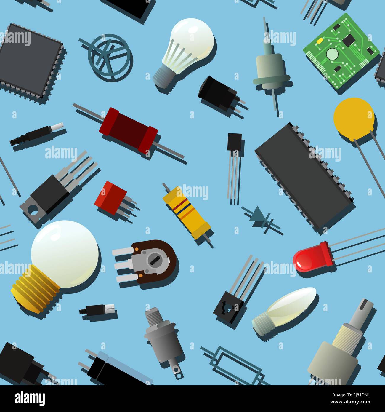 Set of radio components. Background image. Element for radio circuit ...
