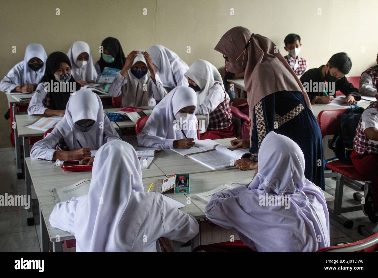 Bandung, West Java, Indonesia. 12th May, 2022. Teachers are seen ...