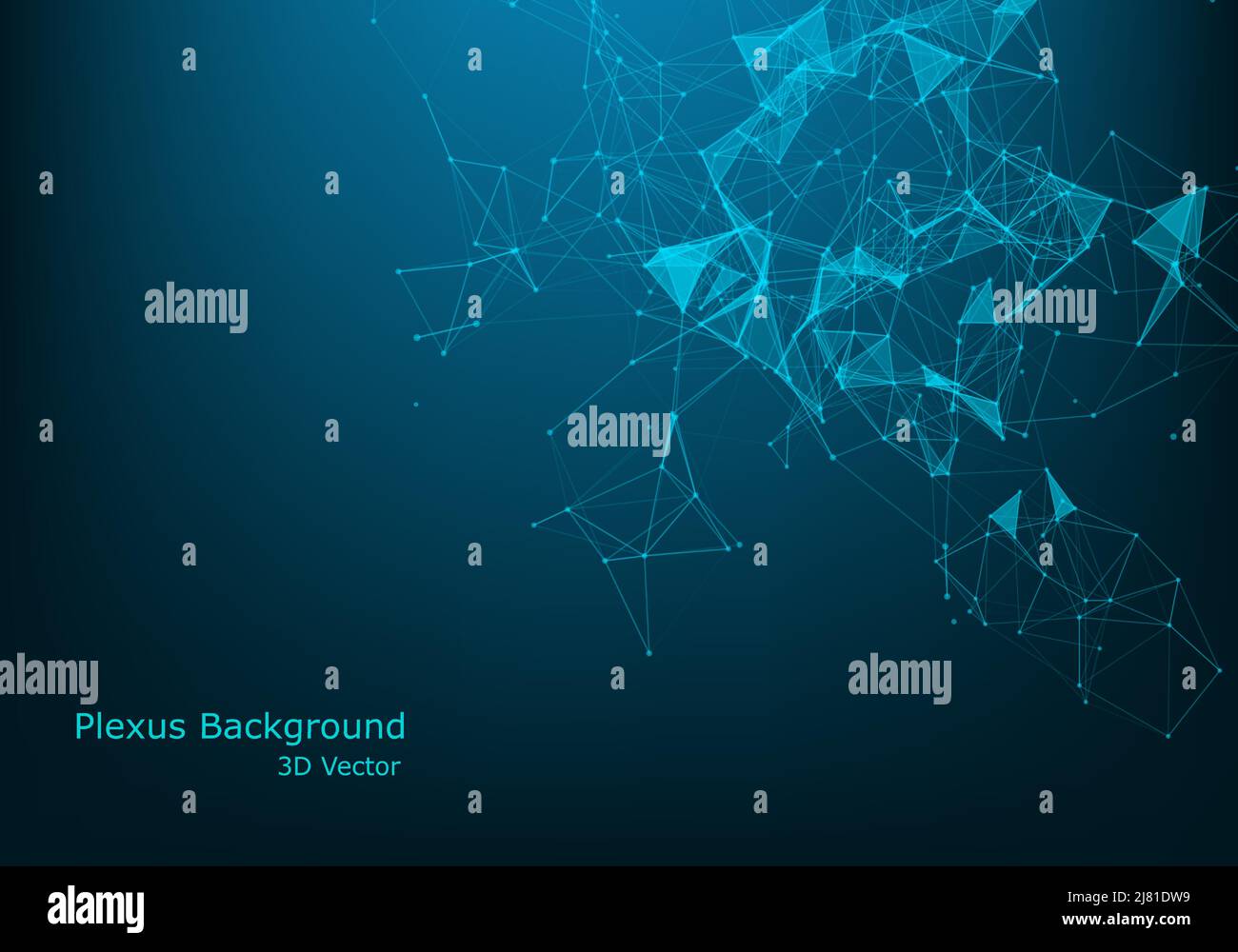 Blue fantasy abstract technology, engineering and science background with particles and plexus ...