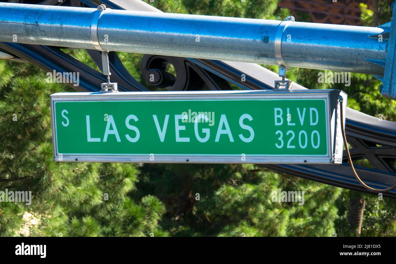 Las Vegas Boulevard. Las Vegas Strip road sign on the main street ...