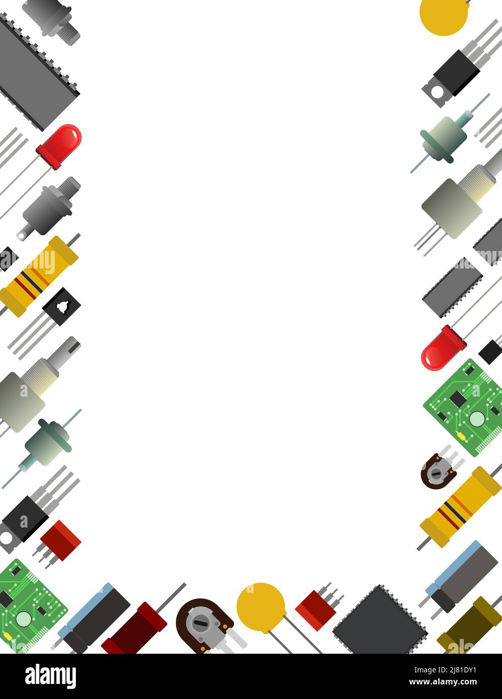 Frame Composition Radio Components Element For Radio Circuit Object Isolated On White