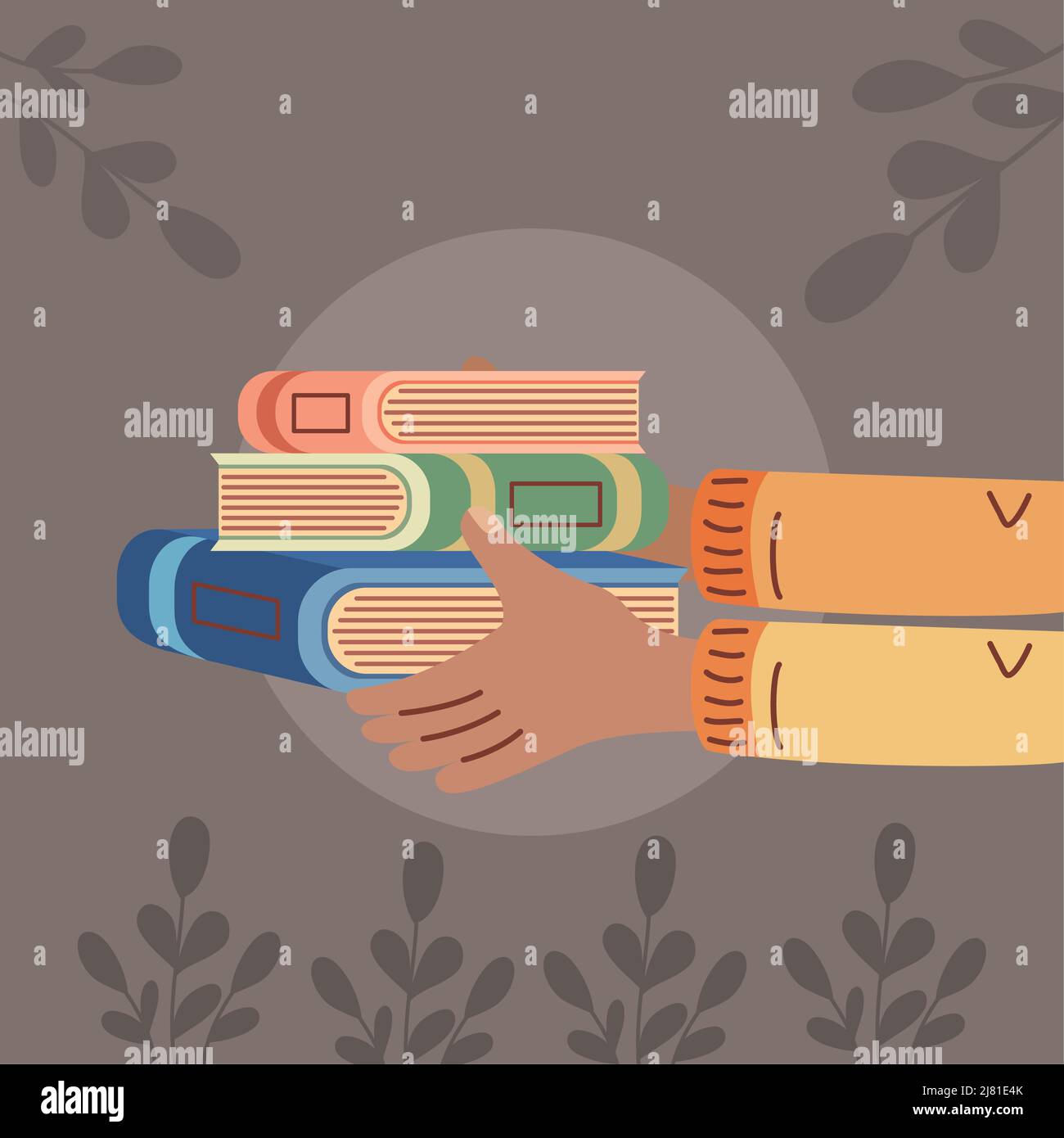 hands with books library icons Stock Vector Image & Art - Alamy