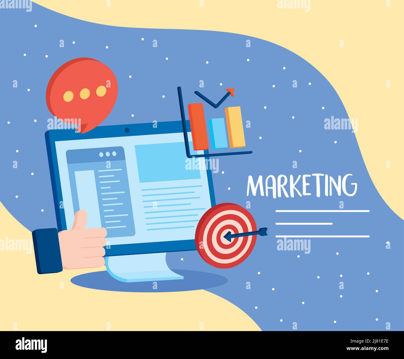 digital marketing lettering with desktop icons Stock Vector Image & Art ...