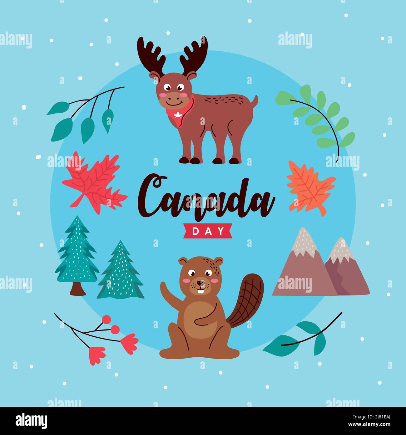 canada day lettering with animals poster Stock Vector Image & Art - Alamy