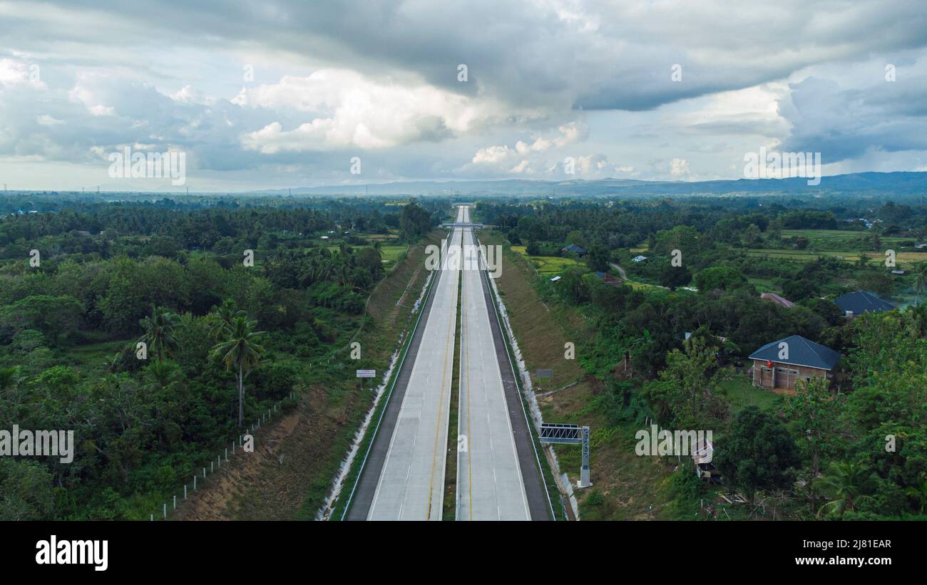 Aerial view of Sigli Banda Aceh (Sibanceh) Toll Road, Aceh, Indonesia ...