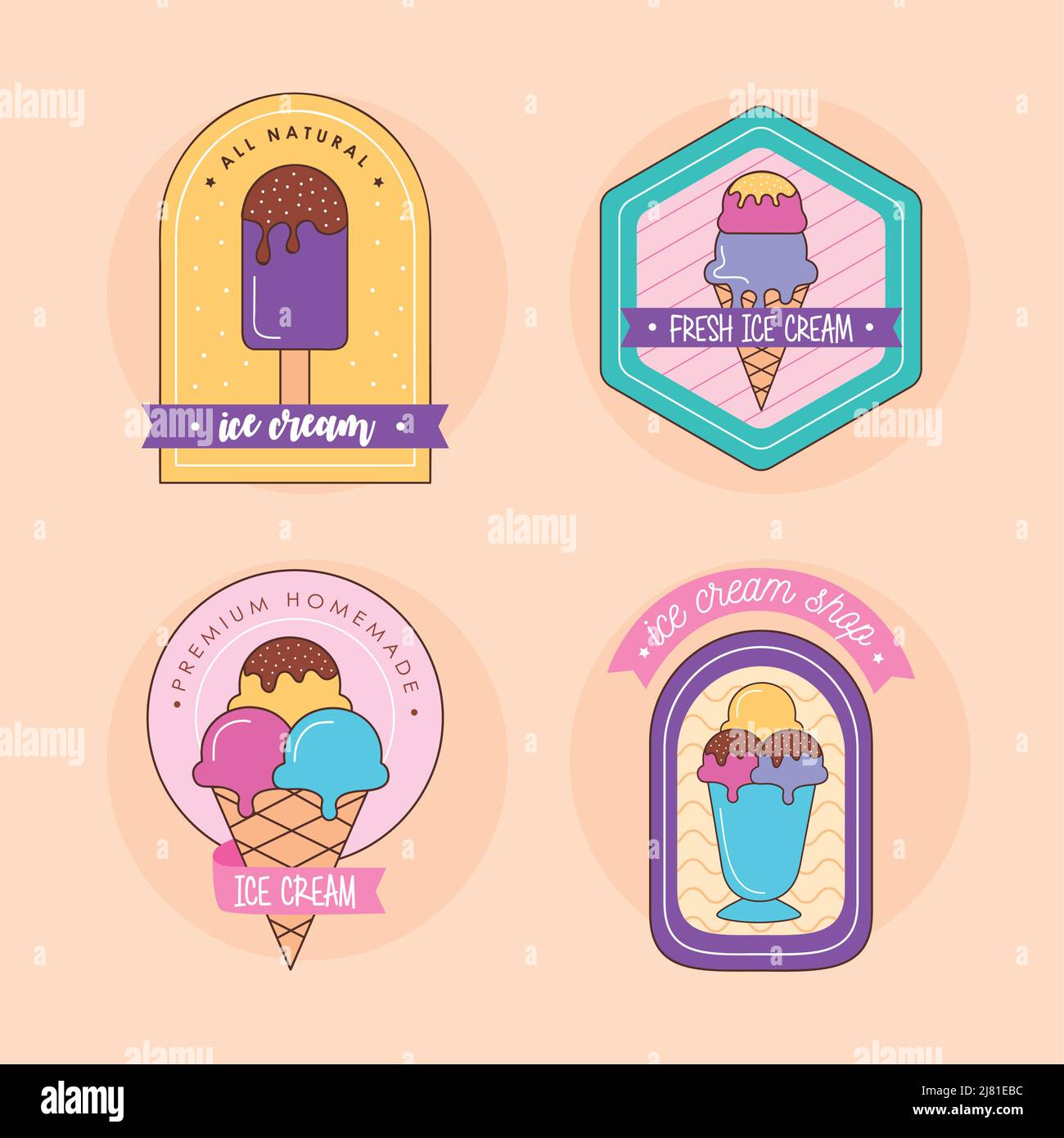 four ice cream stickers icons Stock Vector Image & Art - Alamy