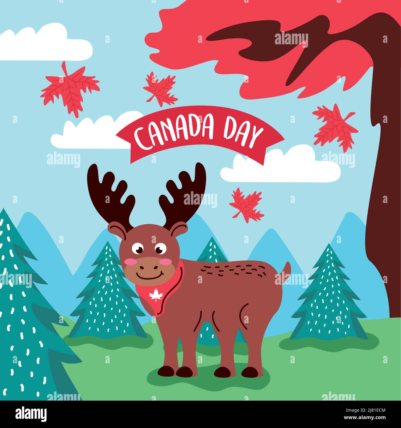 canada day lettering with moose scene Stock Vector Image & Art - Alamy
