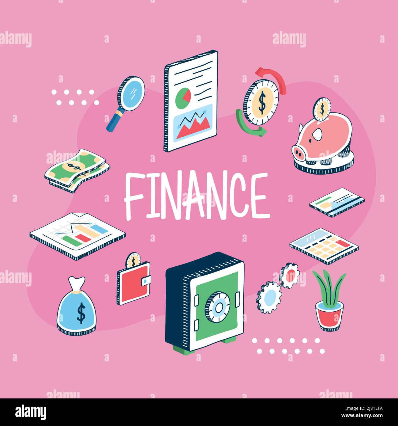 finance business lettering with icons Stock Vector Image & Art - Alamy
