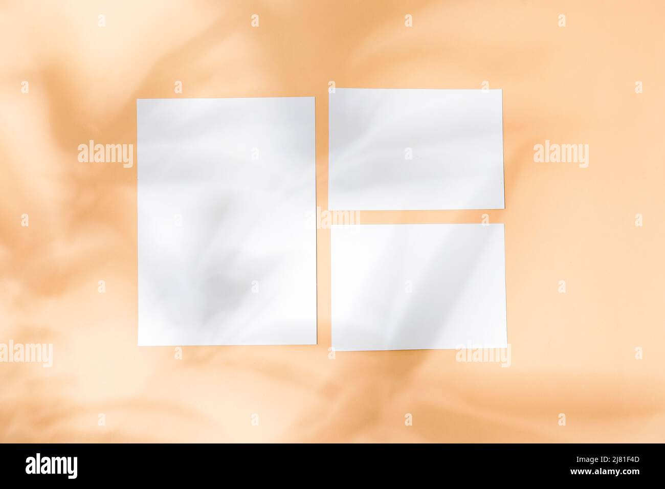 Paper sheets with shadows on color background Stock Photo - Alamy