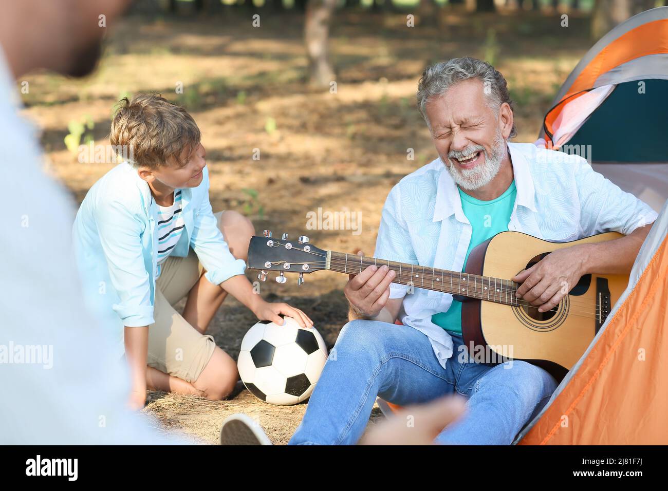 Tent family happy senior children hi-res stock photography and images ...